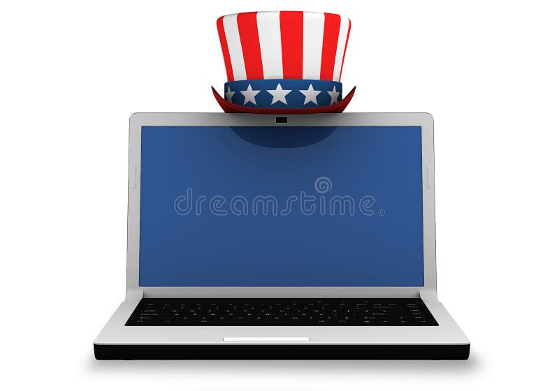 3d: Laptop with Patriotic Hat Stock Illustration - Illustration of ...