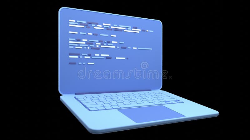 Programming Or Software Development Loopable Concept Isometric Laptop With Programming Code