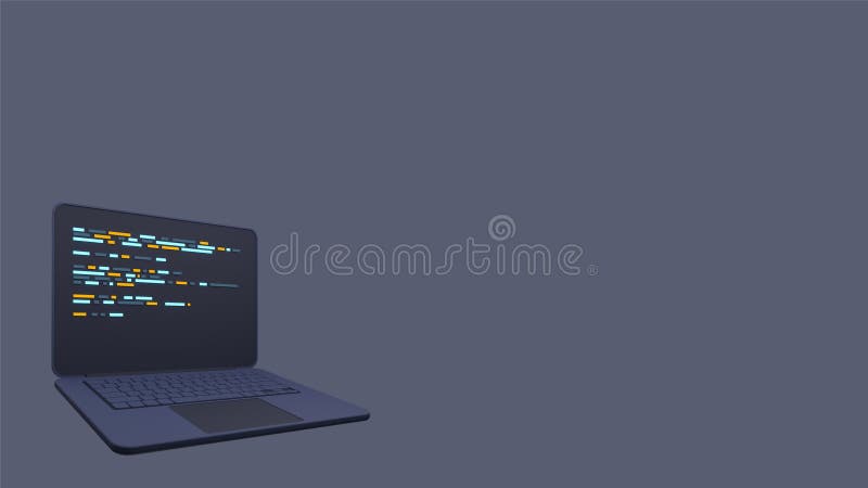 3d Laptop And Program Code Development Web Coding Concept Laptop With Programming Code Laptop