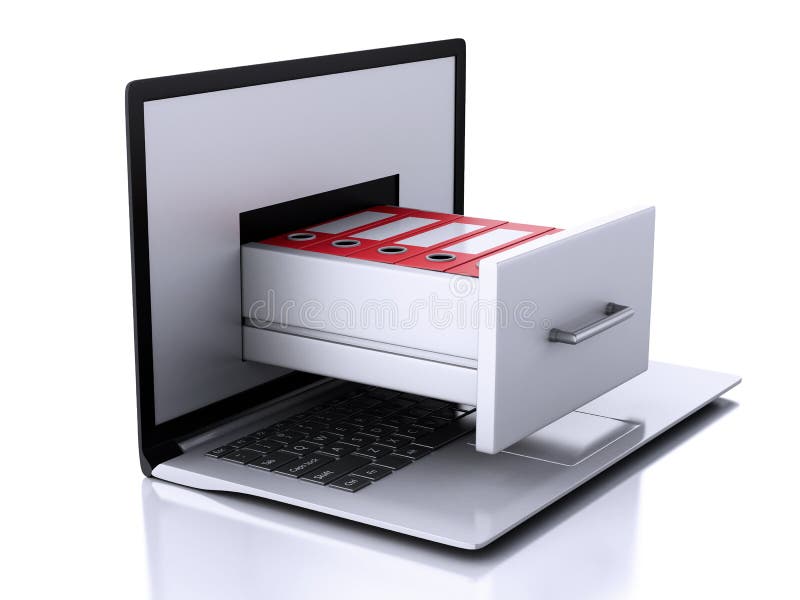 3d Laptop with Ring Binders. Data Storage. Stock Illustration ...