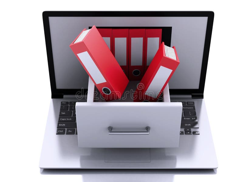 3d Laptop with Ring Binders. Data Storage. Stock Illustration ...