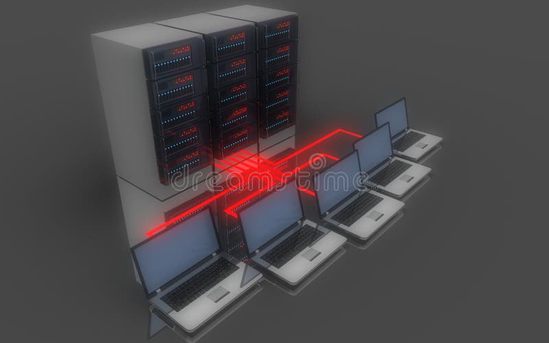 3D Laptop Server Connection Concept . 3d Illustration Stock ...