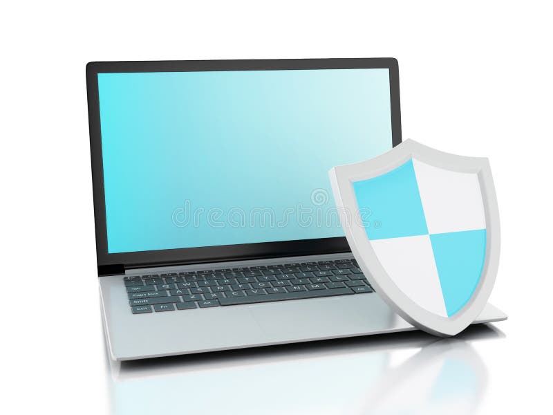 3d Laptop with Shield. Internet Security, Antivirus Concept Stock ...