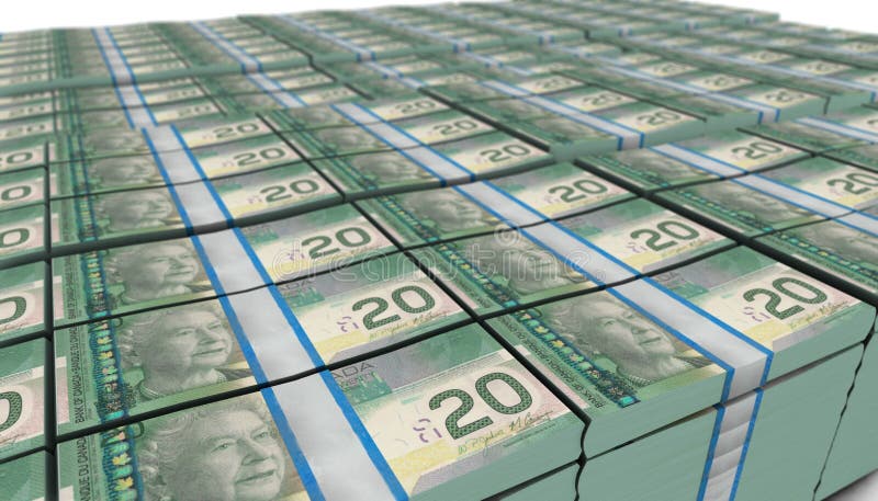 3D Large Stack of Canada 20 Dollars Banknote Editorial Stock Photo ...