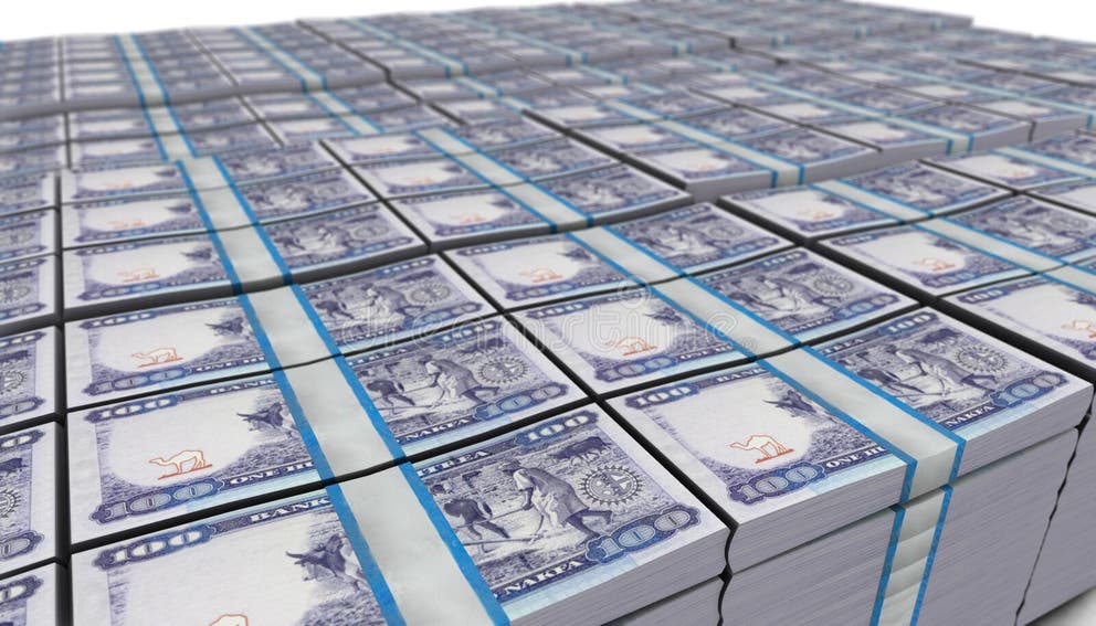 3D Large Stack of Eritrea 100 Nakfa Banknote Stock Illustration ...
