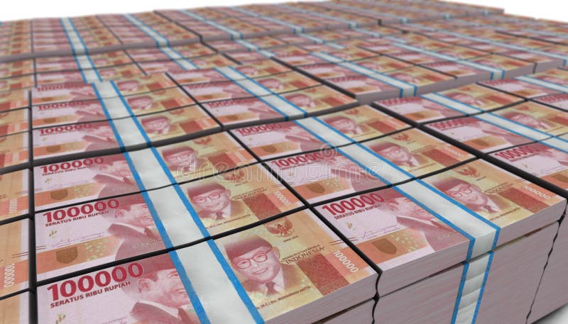 3D Large Stack of 100000 Indonesia Rupiah Banknote Stock Illustration ...