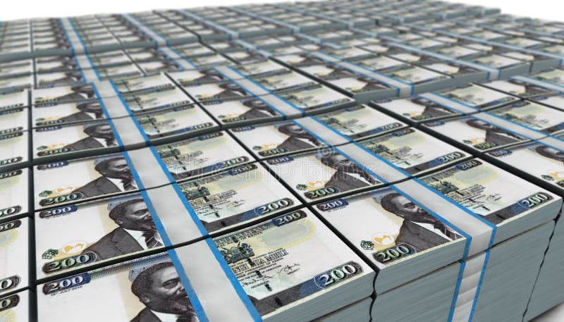 3D Large Stack of Kenya 200 Shillings Banknote Stock Illustration ...