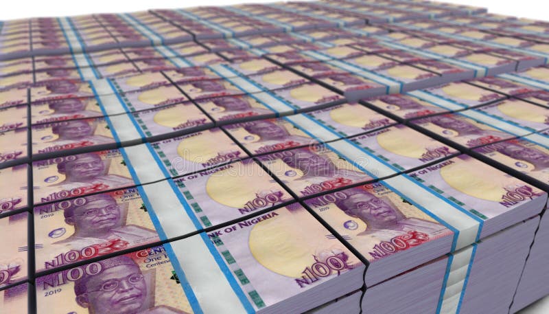 Nigeria 100 Naira Banknotes Money Stack on White Background Stock ...