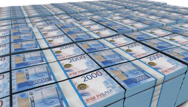 3D Large Stack of 2000 Rubles Russia Banknote Stock Illustration ...