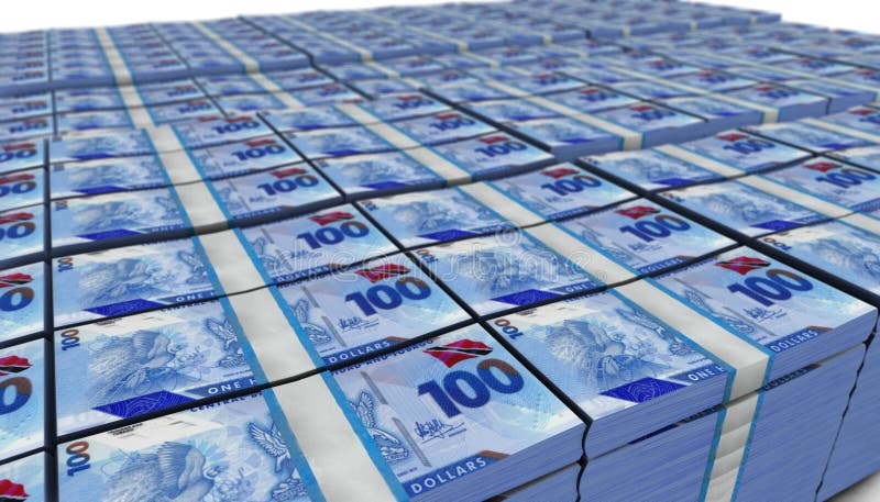 3D Pile of Trinidad and Tobago 100 Dollars Money Banknote Stock ...