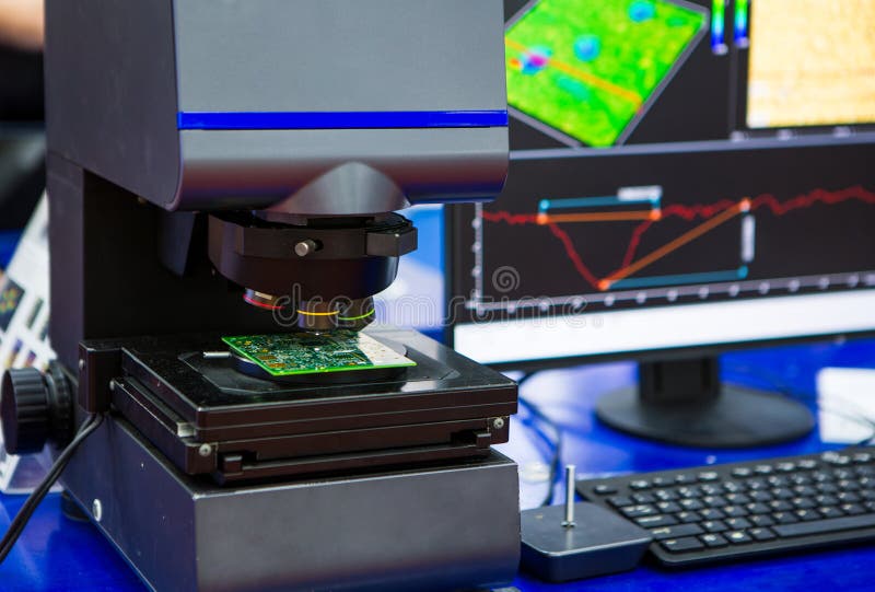 3D Laser Microscope Measuring PCB Board Stock Photo - Image of circuit ...