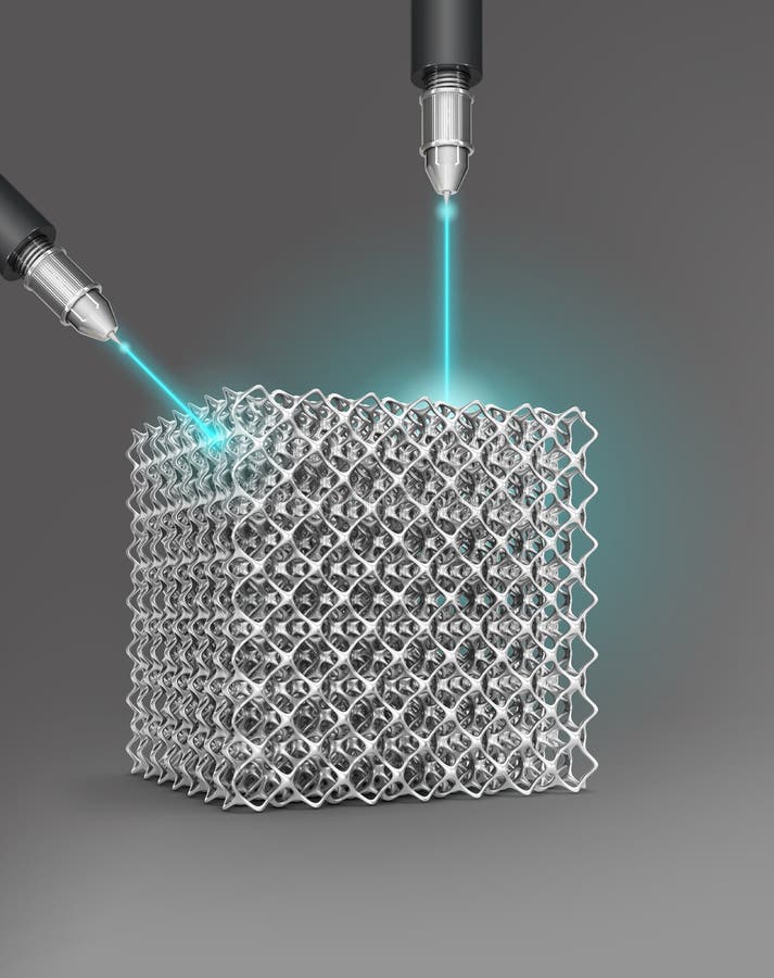Laser Processing System during Work on the Steel Cube Stock ...