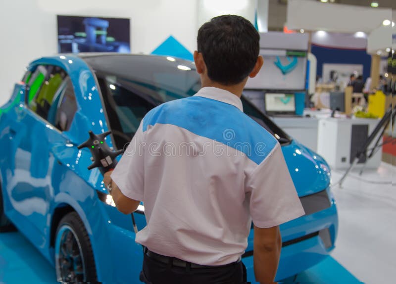 CMM Laser Scanner Inspecting Car Part Stock Photo - Image of instrument ...