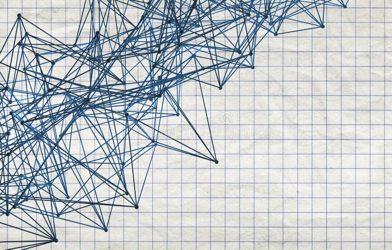 3d Lattice Mesh Structure Over Squared Paper Stock Illustration ...