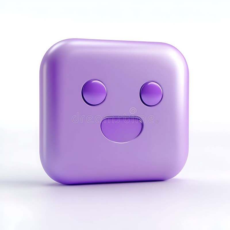 A 3D Lavender Square with Rounded Edges Features a Simplistic Smiling ...