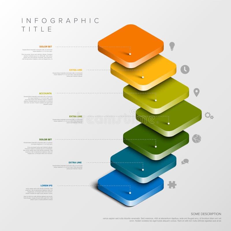 3D Layered Colorful Stack Infographic with Steps and Icons Design Stock ...