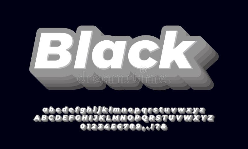 3d Layered Gray Text Effect or Font Effect Design Stock Vector ...