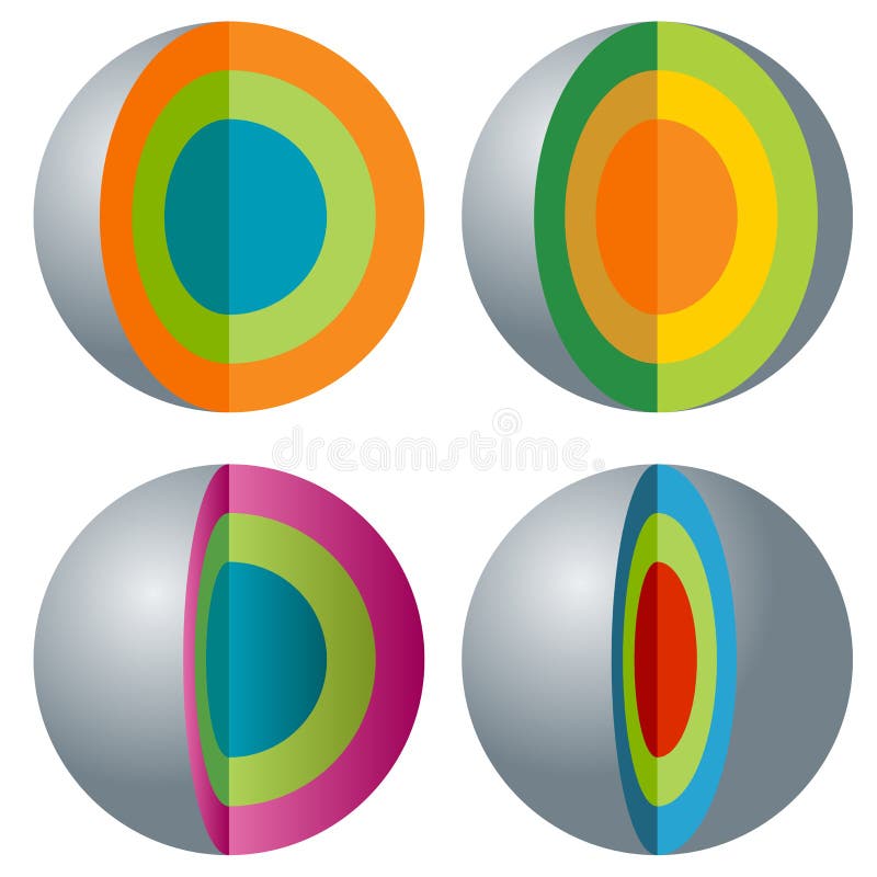 3d Layered Sphere Icon Set stock vector. Illustration of graphic - 58492654