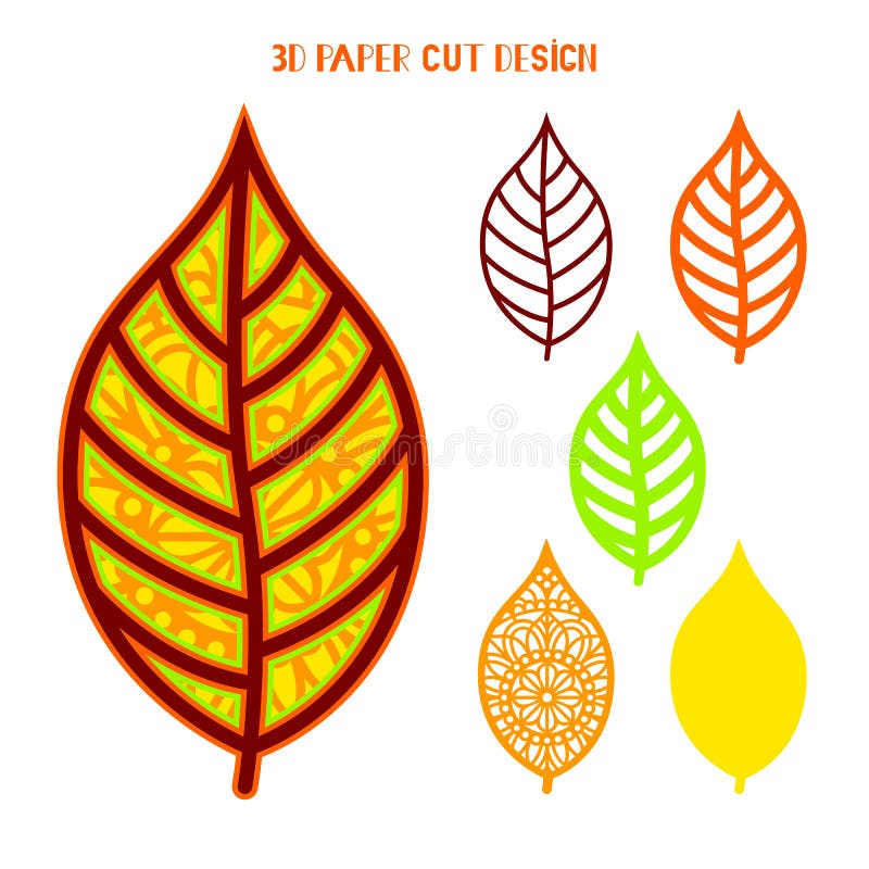 3D Leaf. Multi Layered Vector Paper Template Stock Vector ...