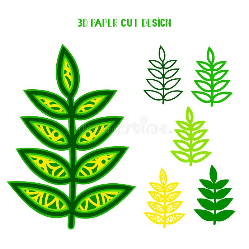3D Leaf. Multi Layered Vector Paper Template Stock Vector ...
