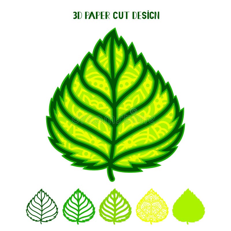 3D Leaf. Multi Layered Vector Paper Template Stock Vector ...