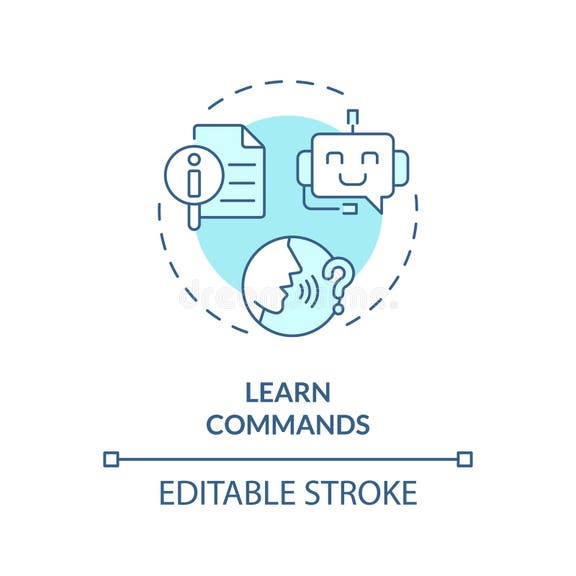 2D Learn Commands Thin Line Blue Icon Concept Stock Vector - Illustration of device, learning ...