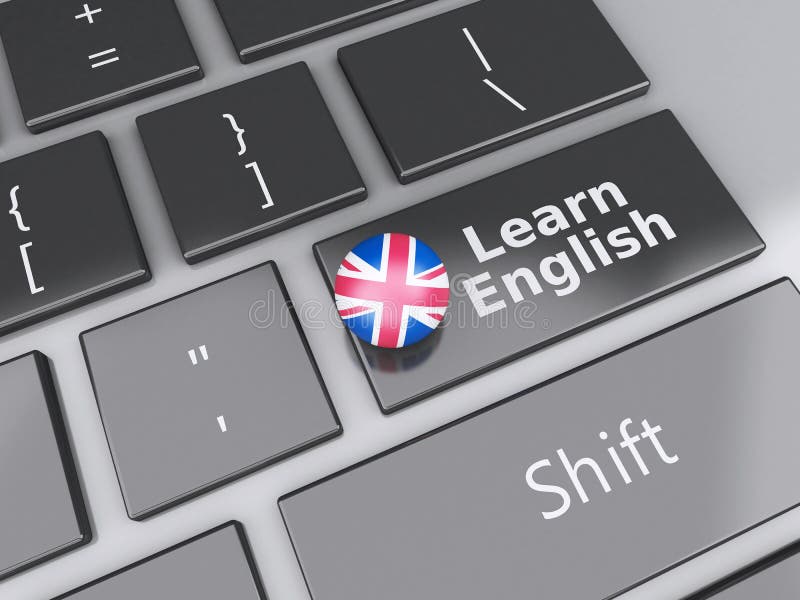 3d Learn English on Computer Keyboard. Education Concept Stock ...