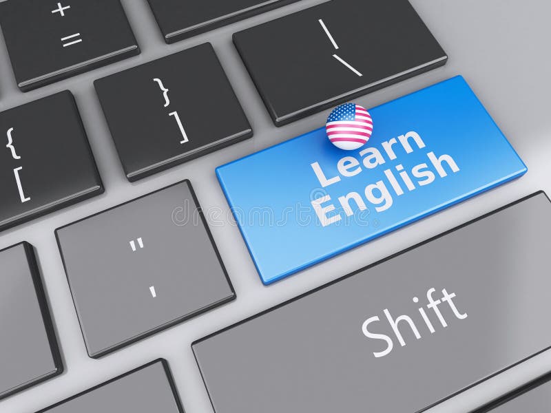 3d Learn English on Computer Keyboard. Education Concept Stock ...