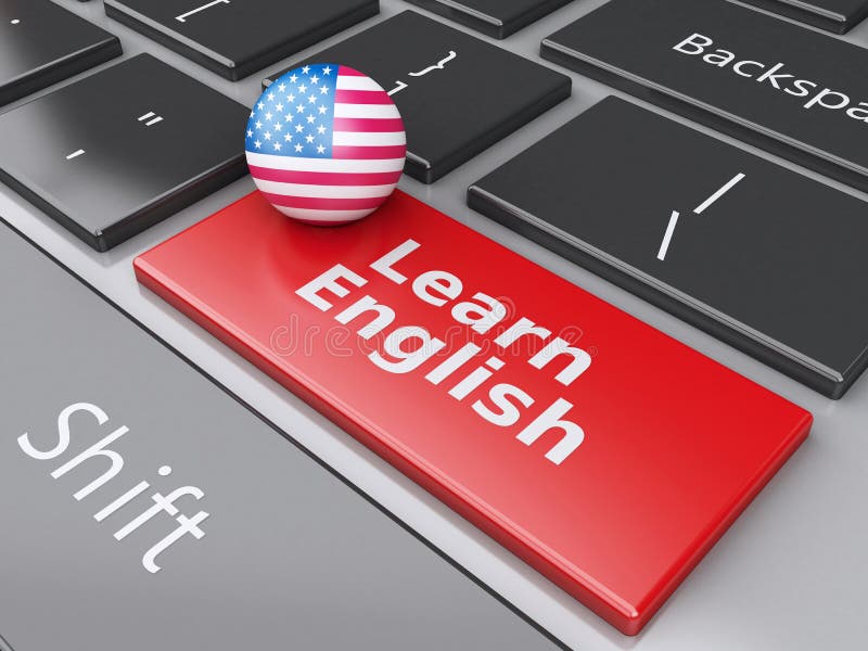 3d Learn English on Computer Keyboard. Education Concept Stock ...