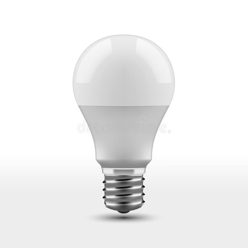 3D LED Light Bulb with Shadow on White Background Stock Vector ...