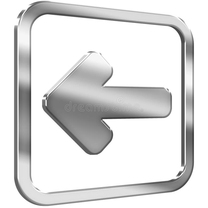 Left Arrow 3D Icon with Silver Metallic Effect Stock Illustration ...
