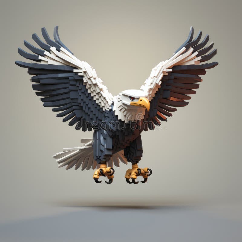 3d Lego Eagle Flying Down - Vray Tracing Symmetrical Design Stock ...