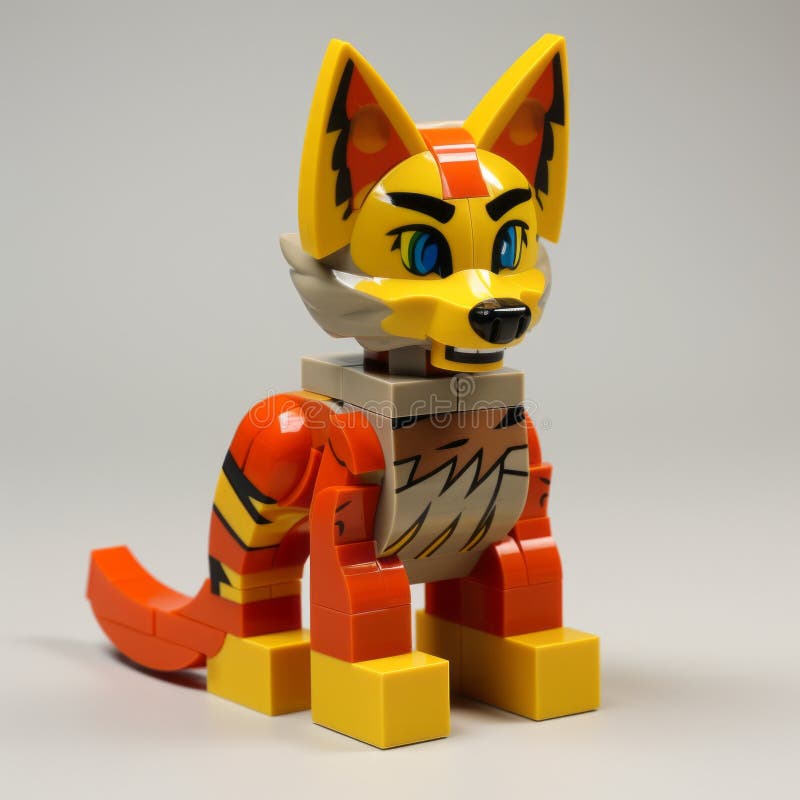 3d Lego Fox Figurine with Vray Style and Plastic Texture Stock ...