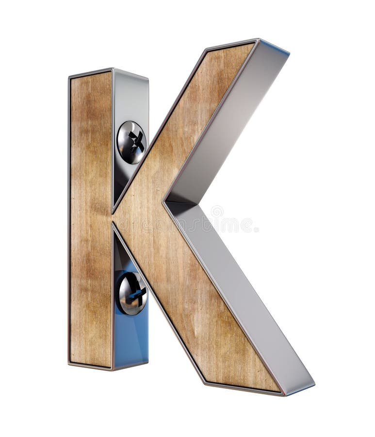 3D Letra Del ` Del ` K Hecha De La Madera Y Del Metal Stock de ...