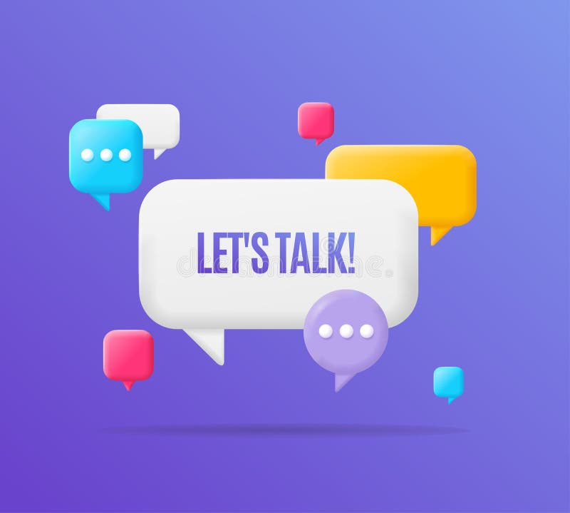 3d Lets Talk Banner Concept Plasticine Cartoon Style. Vector Stock ...