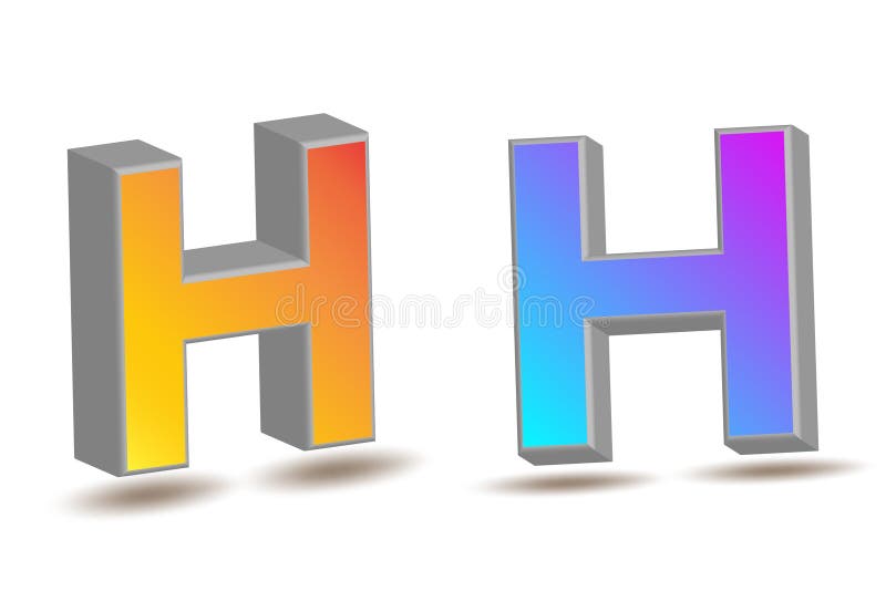 3D H Letter, 3D Alphabet, 3D Font, Gradient Color 3D Alphabet Logo ...