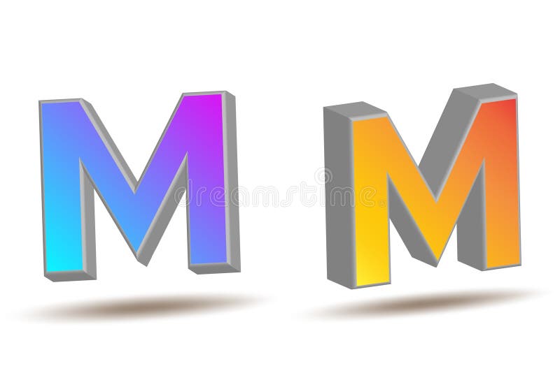 3D M Letter, 3D Alphabet, 3D Font, Gradient Color 3D Alphabet Logo ...