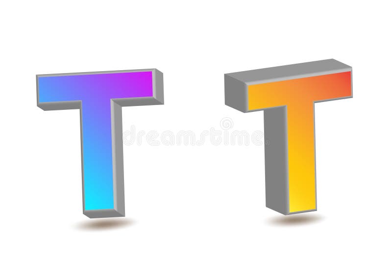 3D T Letter, 3D Alphabet, 3D Font, Gradient Color 3D Alphabet Logo ...