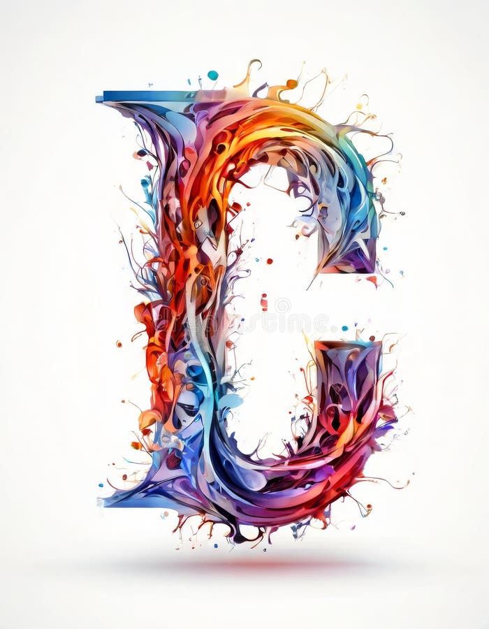 3D Letter "C" with Dynamic Multicolor Paint Splash Effect Stock ...