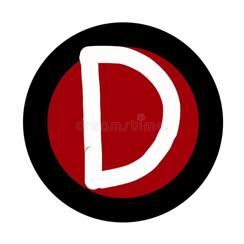 D Letter with Circle Round Black and Red Stock Illustration ...