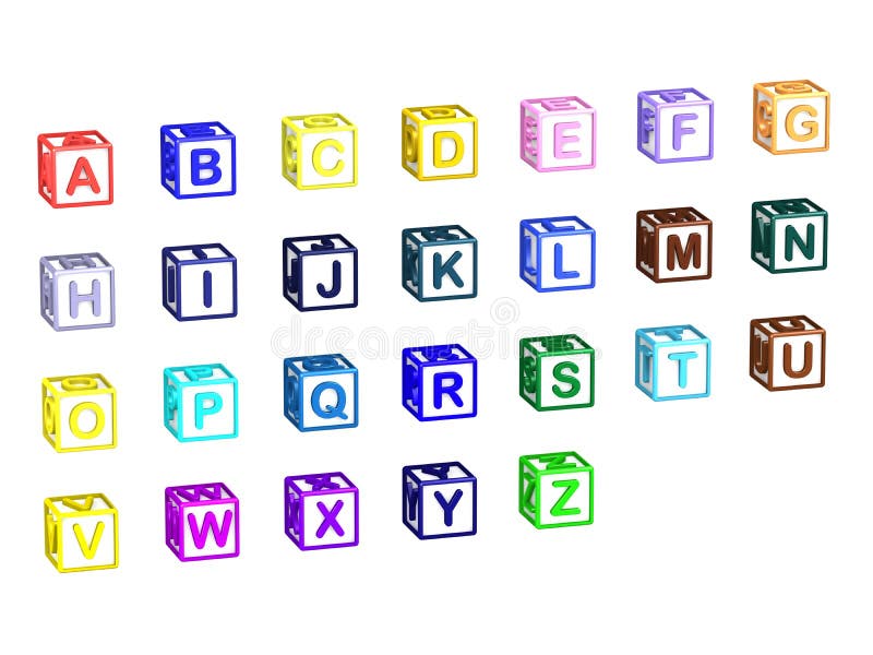 Letter cubes a B C D stock illustration. Illustration of school - 23915081