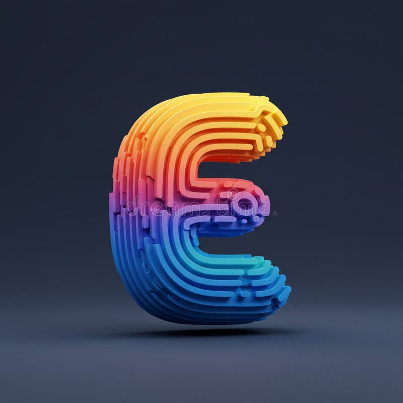 A 3D Letter "e" Composed of Layered, Rounded Segments. the Vibrant ...