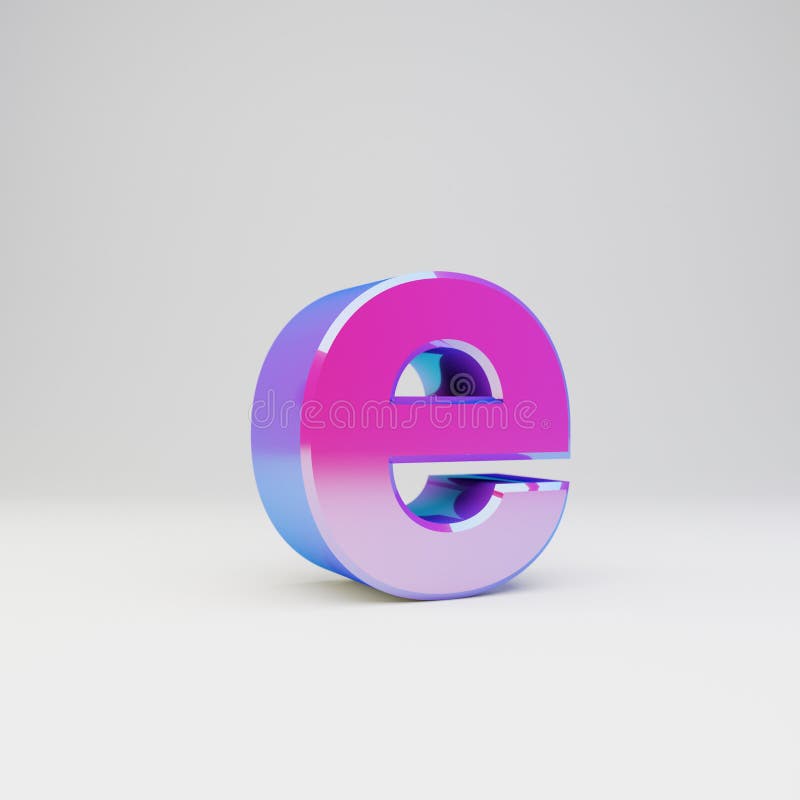 3d Letter E Lowercase. Rendered Multicolor Metal Font with Glossy ...