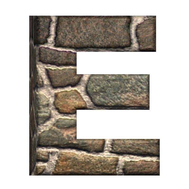 3D Letter E Made of Stones and Concrete Stock Illustration ...