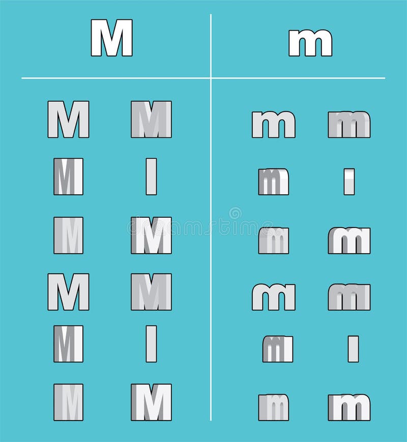 3D Animation Capital Letters Lower Case M Stock Vector - Illustration ...