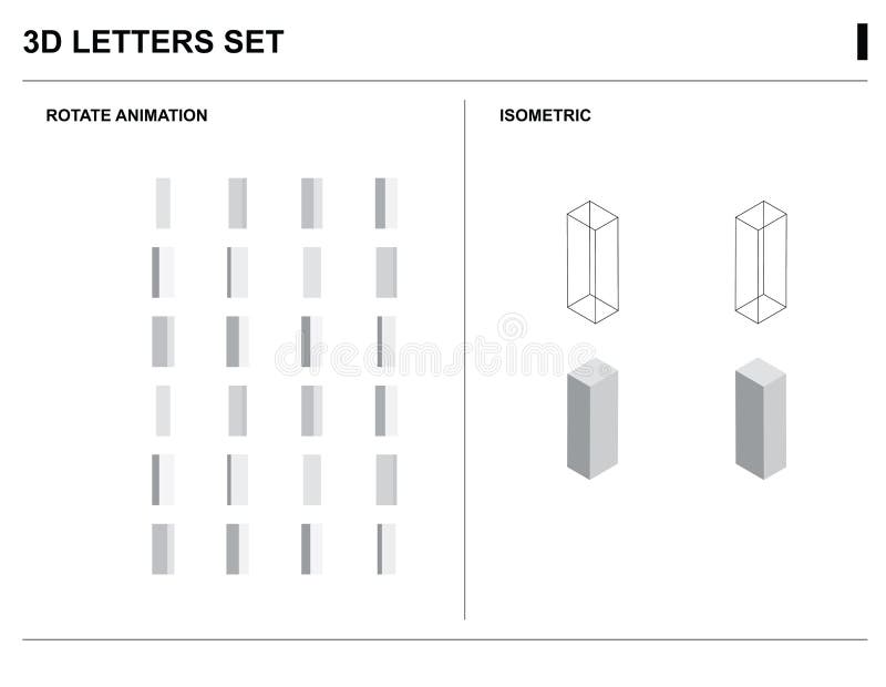 3d L Alphabet Letters Set Animate Isometric Wireframe Vector Stock ...