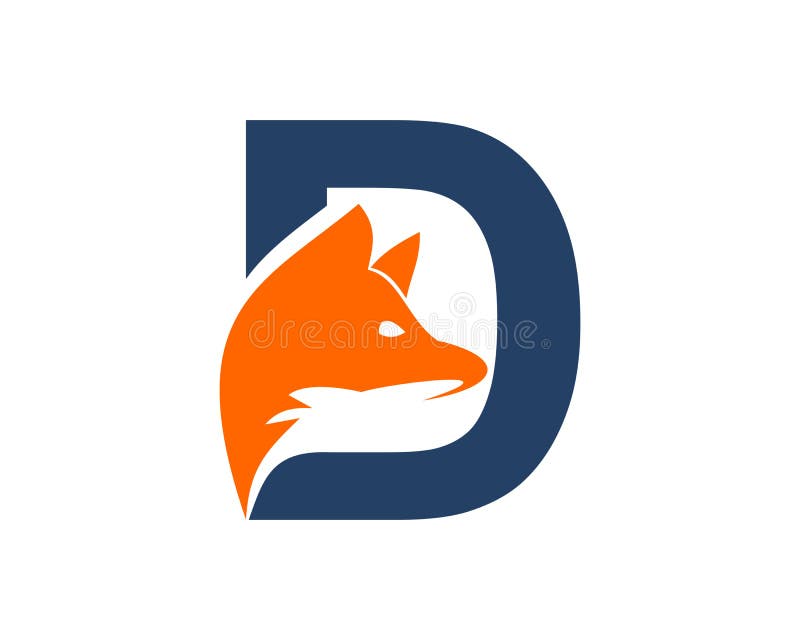 D letter with fox inside stock vector. Illustration of creative - 190085554