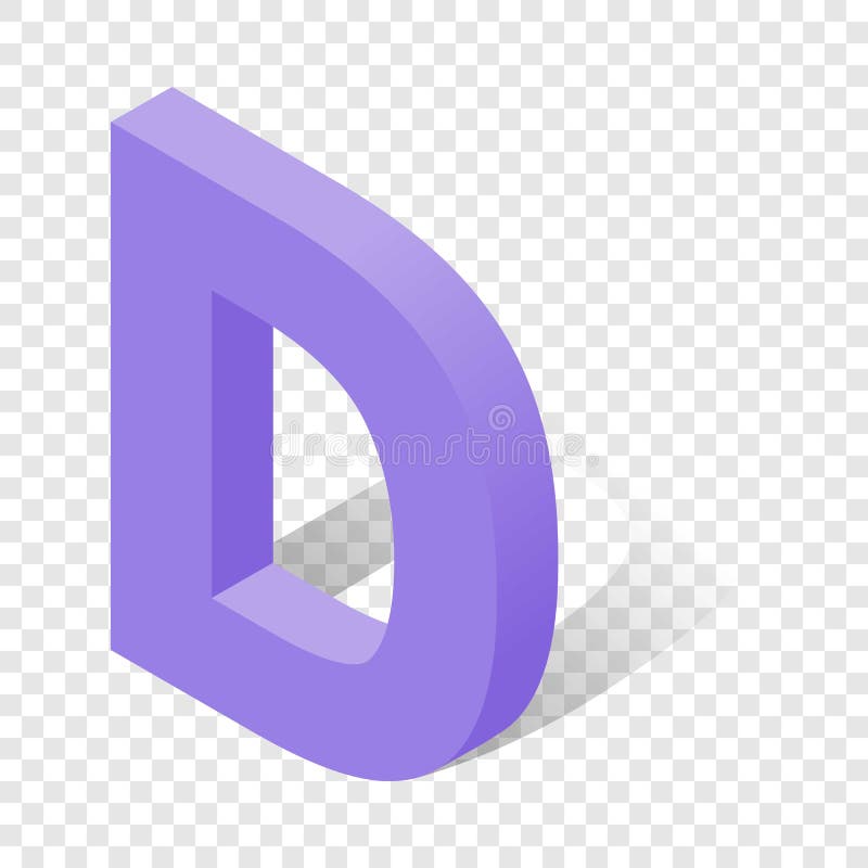 D Letter in Isometric 3d Style with Shadow Stock Vector - Illustration ...