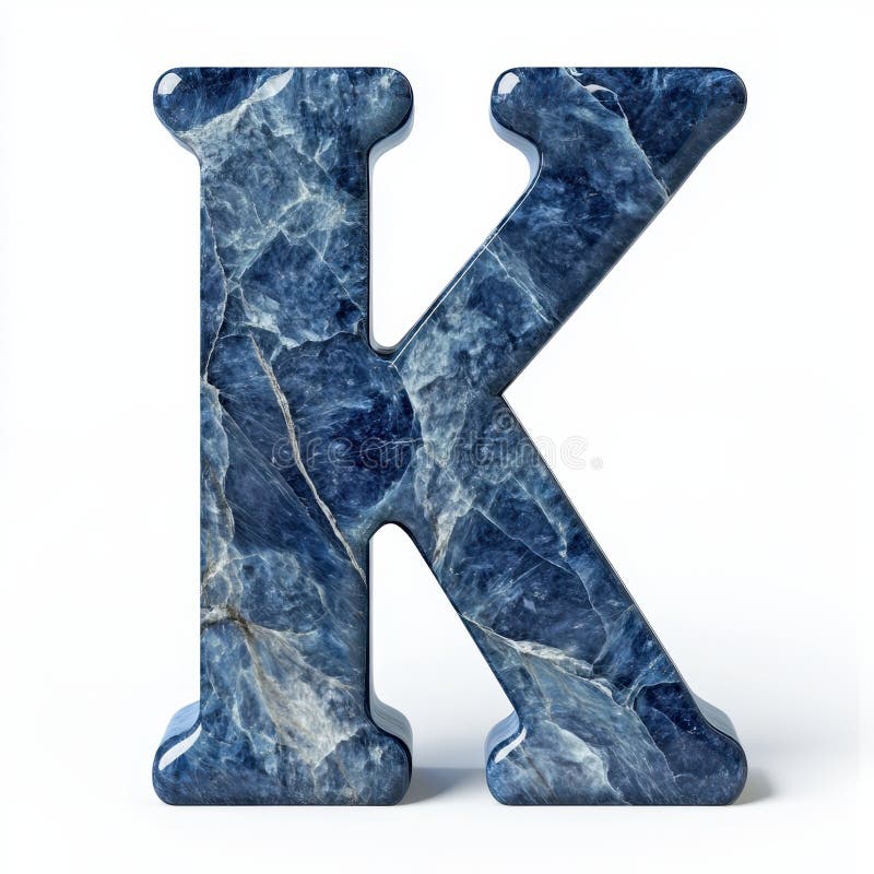 A 3D Letter "K" Designed with a Blue Marble Texture, Showcasing a ...