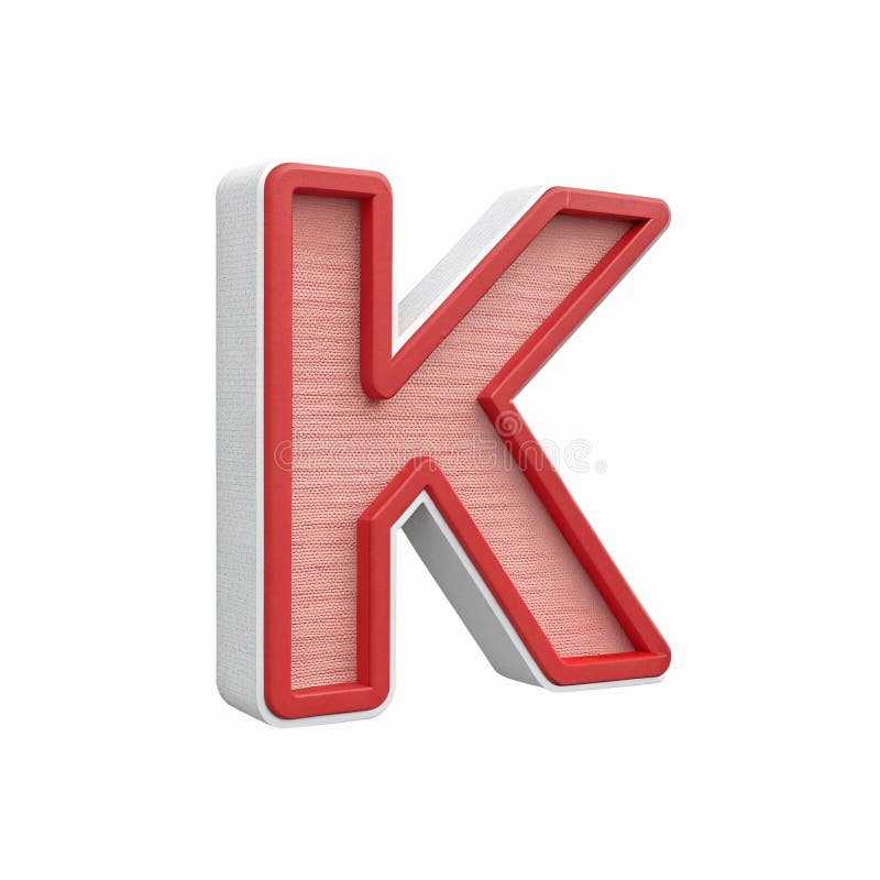 3D Letter K in Red and White with Textured Design on Transparent ...